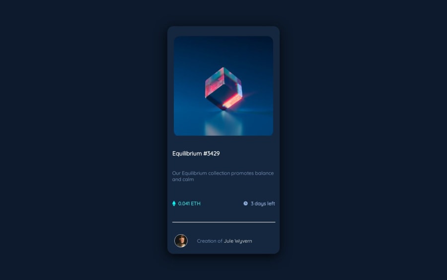 Frontend Mentor Nft Card Component With React Js And Scss Coding Challenge Solution