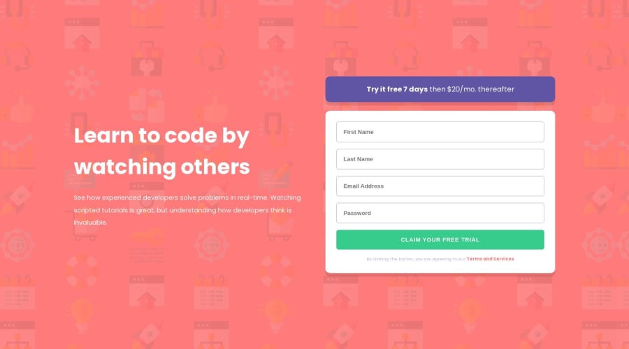 Frontend Mentor Intro Component With Sign Up Form Using Flexbox And