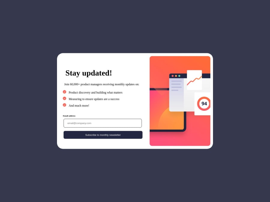 Frontend Mentor Responsive Newsletter Signup Form With Success