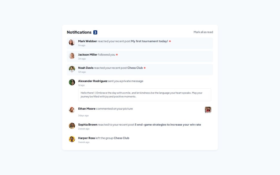 Frontend Mentor Notifications Page Using Html And Css And Js Coding Challenge Solution