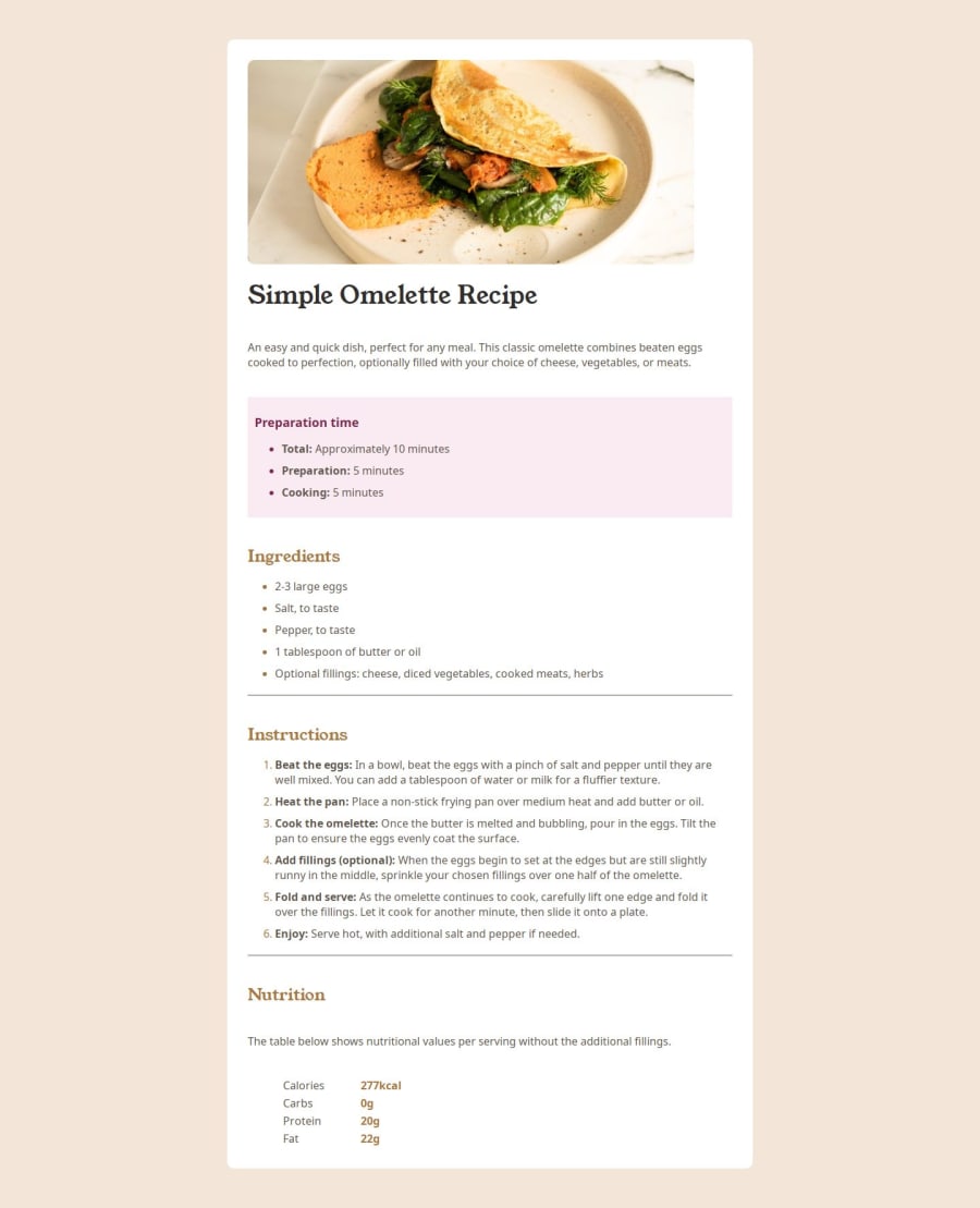 Frontend Mentor A Recipe Page Made In Vscode Using Html And Css Coding Challenge Solution