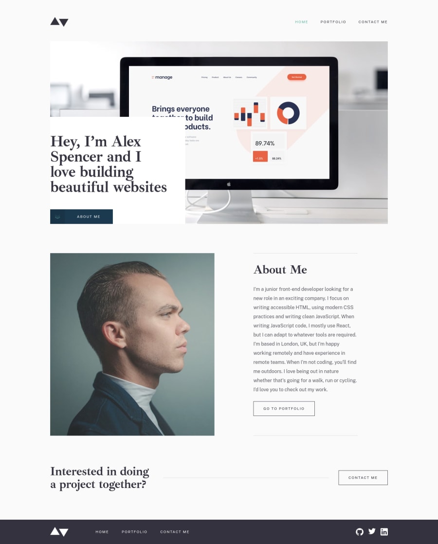 Frontend Mentor Minimalist Portfolio With Astrojs Tailwindcss Coding Challenge Solution