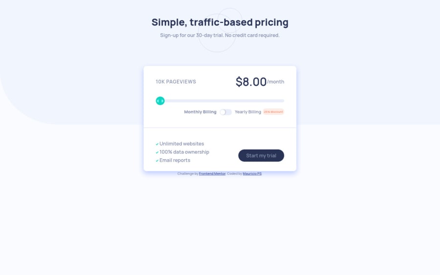 Frontend Mentor Interactive Pricing Component With Html Css Gridflexbox Javascript Coding