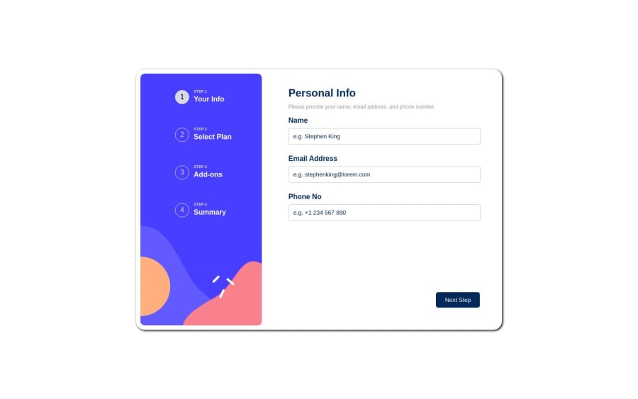 Frontend Mentor Multi Step Form Coding Challenge Solution