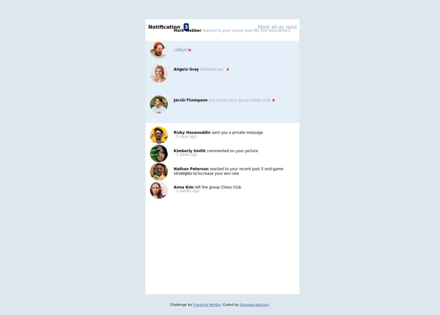 Frontend Mentor Notification Main Page Using Html Css And Vanilla Js