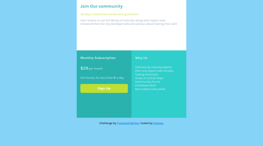 Frontend Mentor Single Price Grid Component Using Css Grid Coding