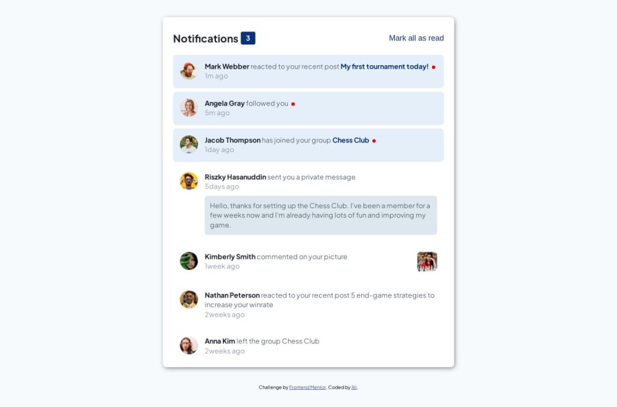 Frontend Mentor Notifications Page Main Using Html Css Coding Challenge Solution