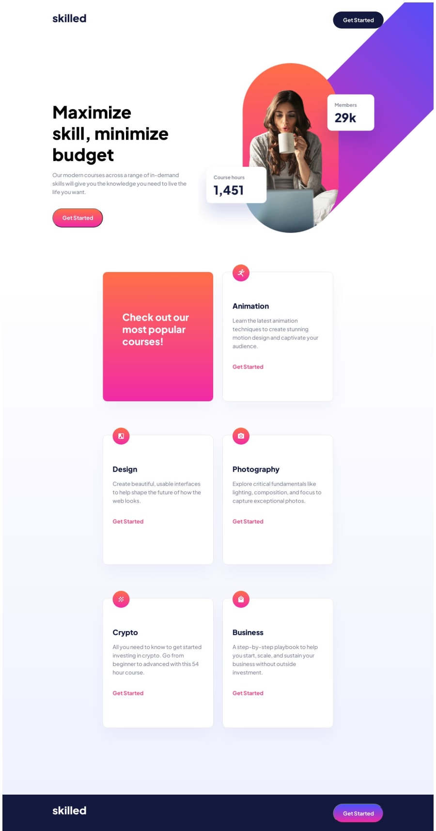 Frontend Mentor Skilled E Learning Landing Page Coding Challenge Solution