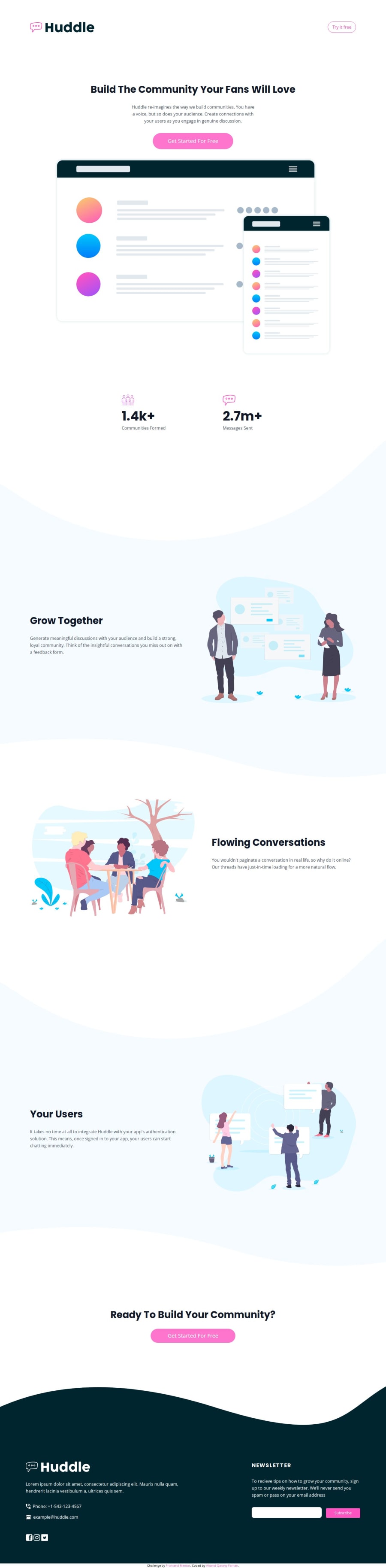 Frontend Mentor Responsive Huddle Landing Page Using Tailwind Css And Html Coding Challenge