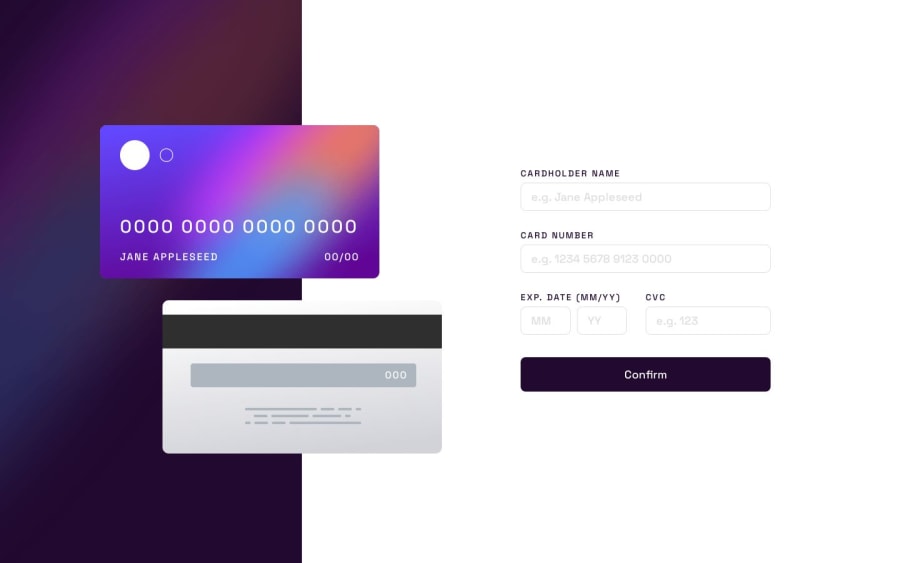 Frontend Mentor Responsive And Interactive Card Details Form Using