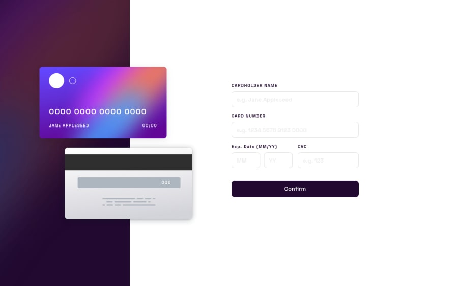Frontend Mentor Interactive Card Details Form Using Html Css And