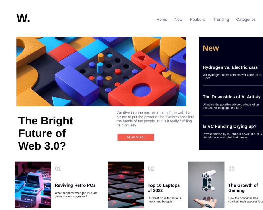 Frontend Mentor News Homepage Using Css Flexbox Coding Challenge Solution