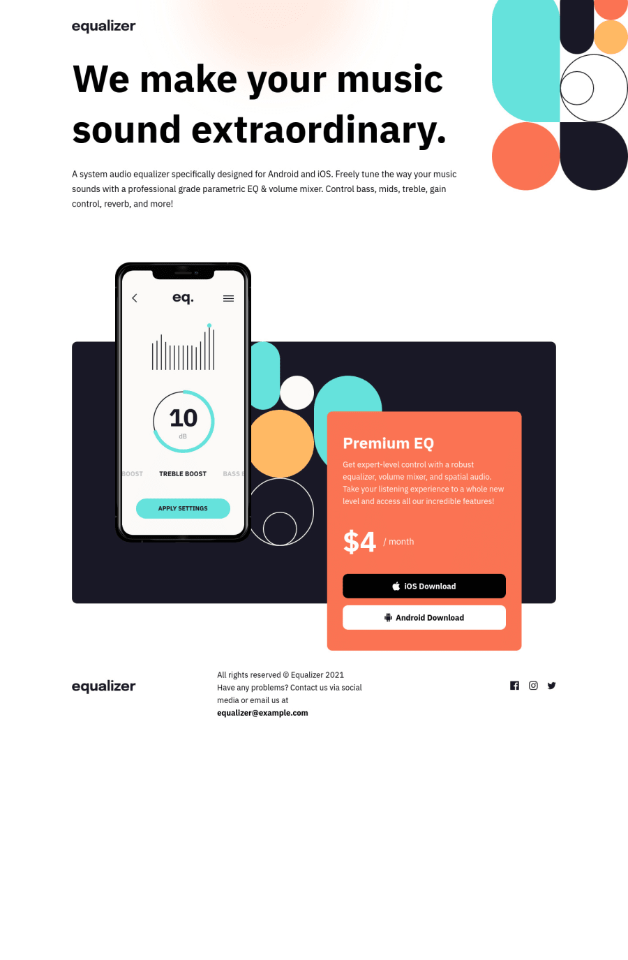 Frontend Mentor Equalizer Landing Page Mobile First Coding Challenge Solution