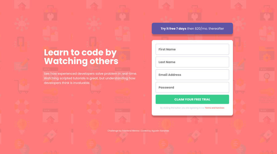 Frontend Mentor Intro Component With Sign Up Solution Using Node