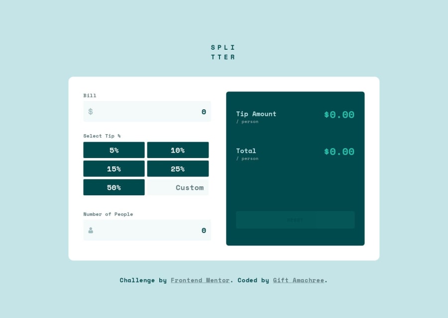 Frontend Mentor Responsive Tip Calculator Built With Sass Html And Javascript Coding