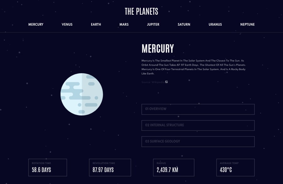 Frontend Mentor Planets Fact Site Using Html Scss Js Coding