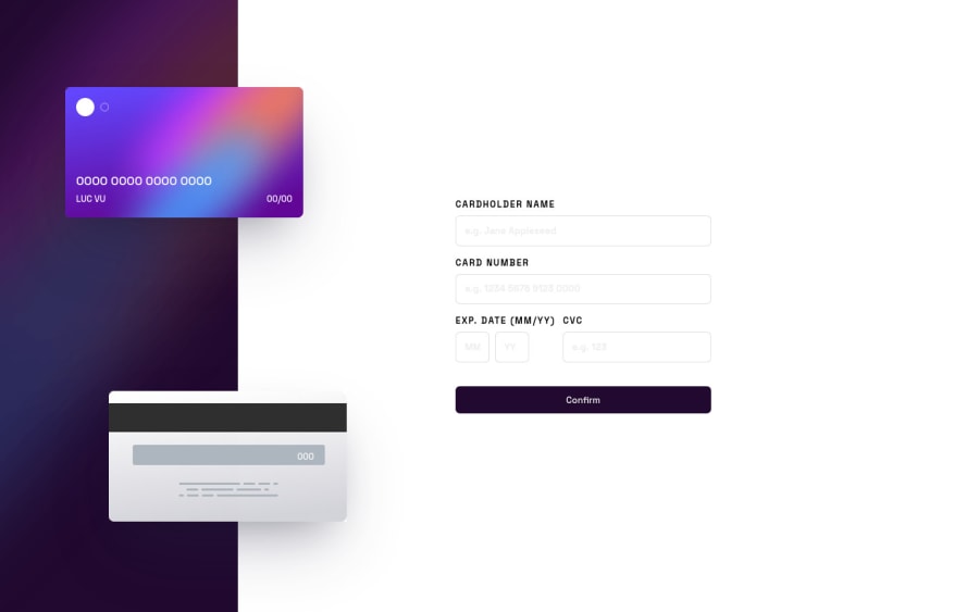 Frontend Mentor Interactive Card Details Form Using Flexbox Coding Challenge Solution
