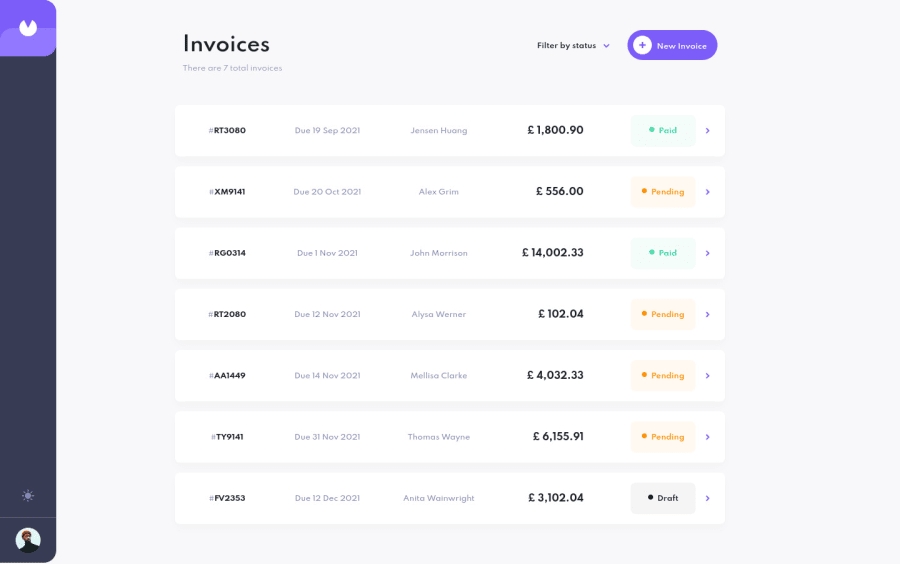 Frontend Mentor Invoice App Coding Challenge Solution