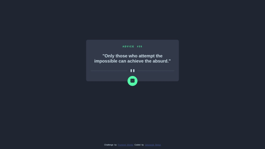 Frontend Mentor Random Advice Generator Using Html Css Js And An Api Coding Challenge Solution