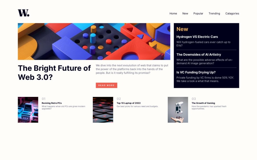Frontend Mentor | Responsive news hompage using flexbox and js dom ...