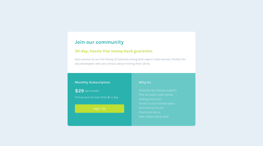 Frontend Mentor Single Price Grid Component Using Css Grid And 7426
