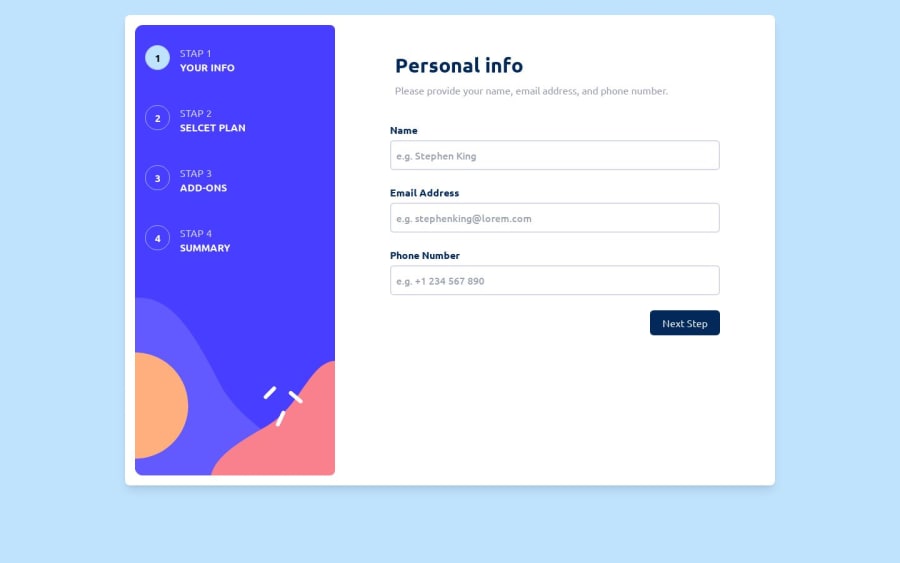 Frontend Mentor Multi Step Form Using React And Redux Toolkit Coding