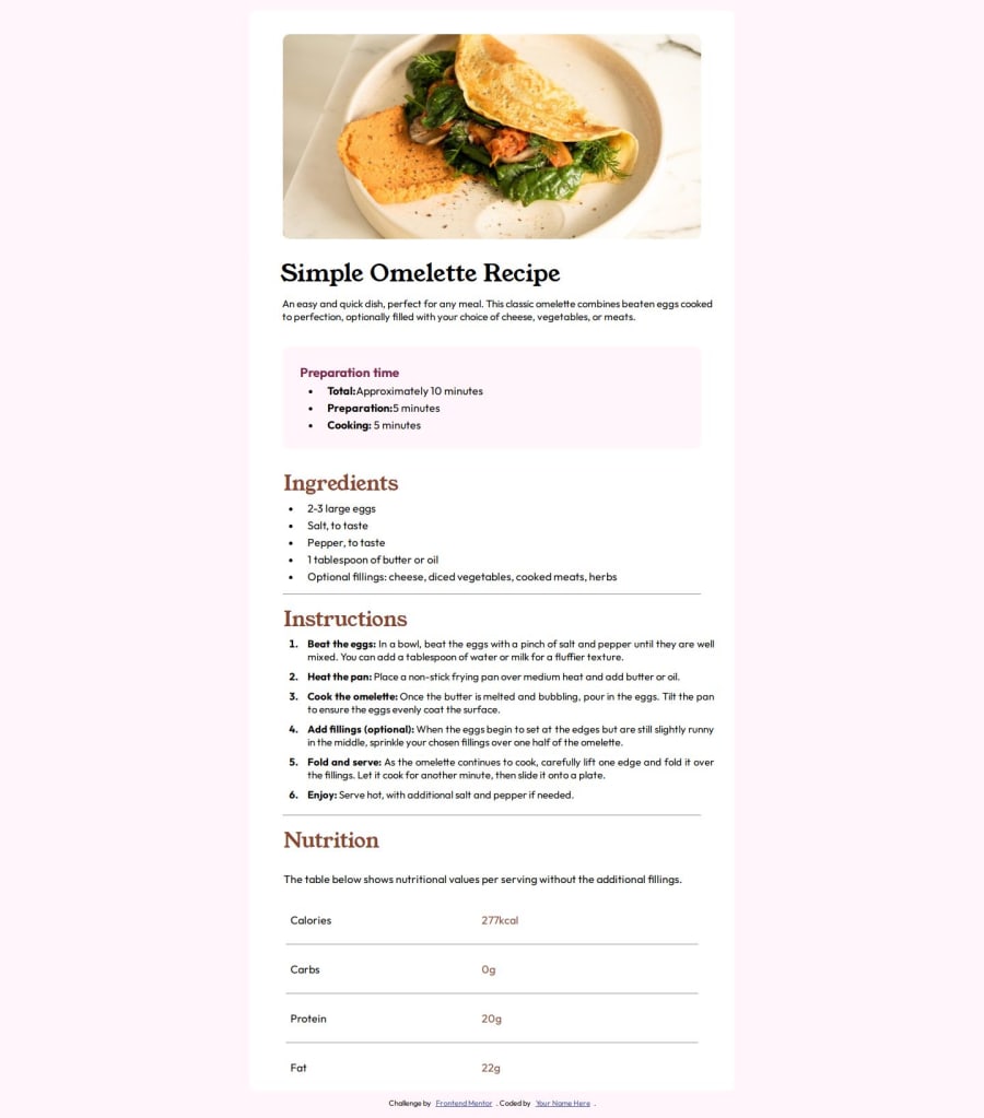 Frontend Mentor Recipe Page Using Html And Css Flex And Grid Coding Challenge Solution