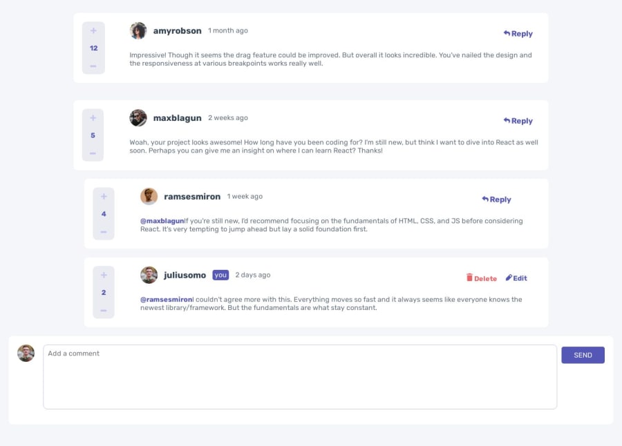 Frontend Mentor Interactive Comments Section With Reactjs Vite