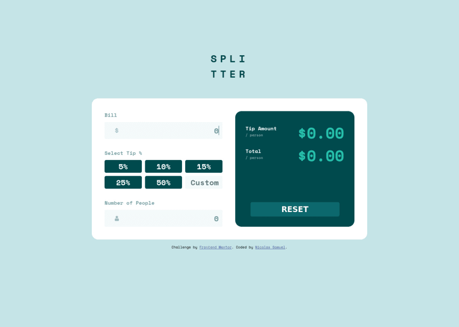 Frontend Mentor Tip Calculator Using Sass Some Css Grid And Vanilla Javascript Coding