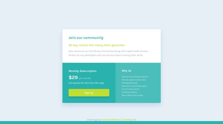 Frontend Mentor | Component using HTML/CSS and Figma coding challenge solution