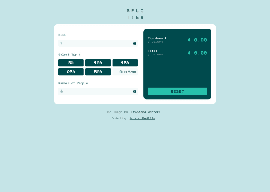 Frontend Mentor Tip Calculator App With Html Css And Javascript Coding Challenge Solution