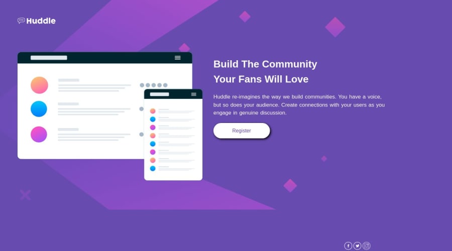 Frontend Mentor Huddle Landing Page Using Css And Html Coding Challenge Solution