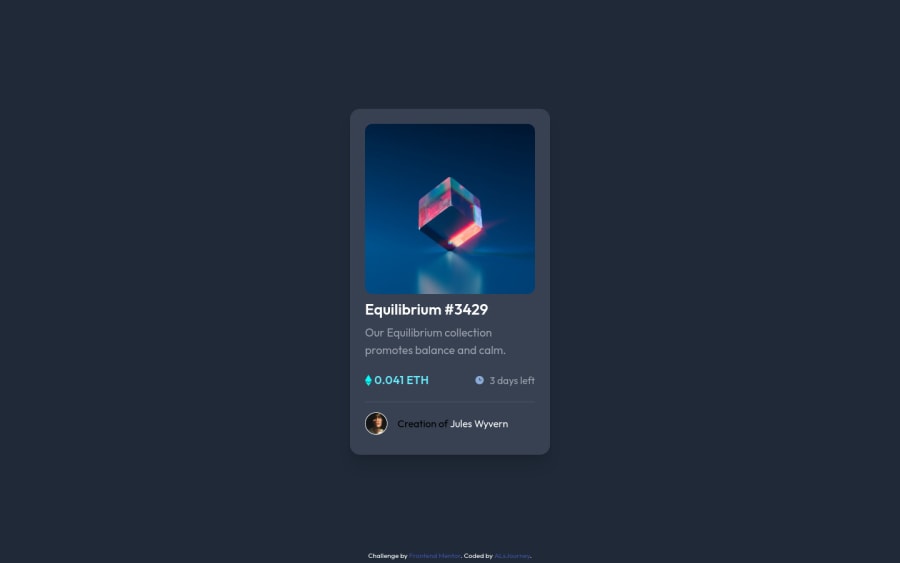 Frontend Mentor Nft Card Component Using Tailwindcss Coding Challenge