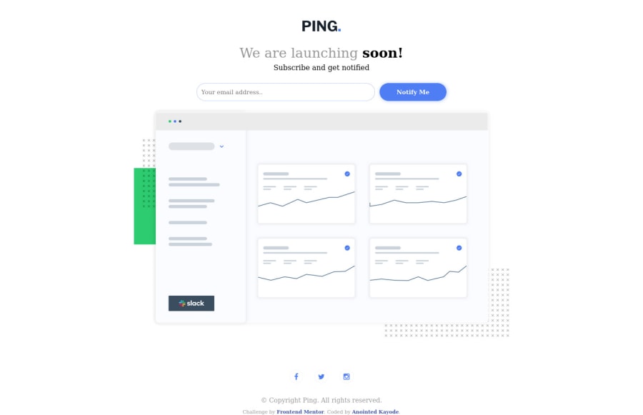 Frontend Mentor Ping Coming Soon Page Coding Challenge Solution