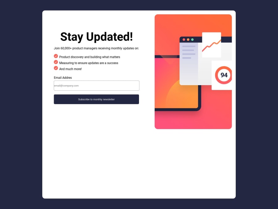 Frontend Mentor Newsletter Sign Up With Succes Message Coding