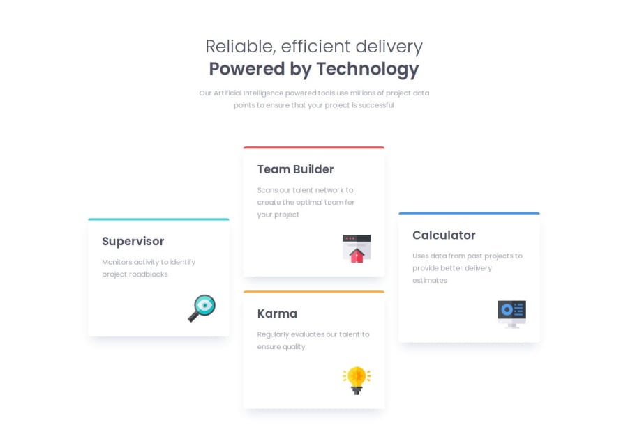 Frontend Mentor Four Card Feature Section Using React And Css Grid