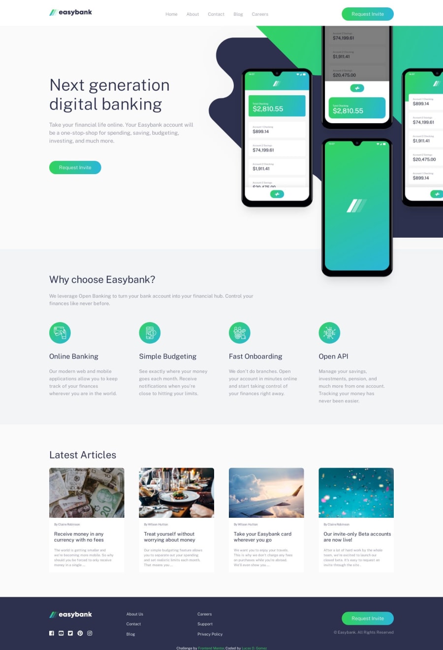 Frontend Mentor Easybank Landing Page With Html Css And Js Coding