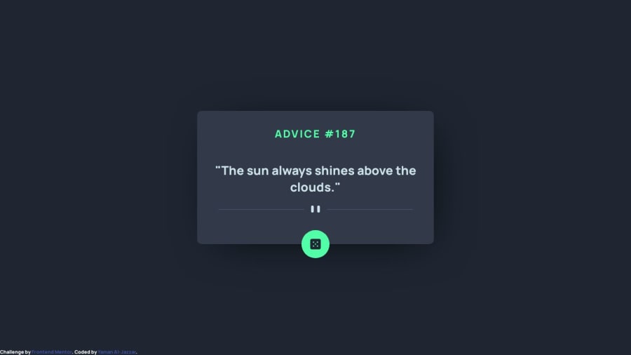 Frontend Mentor Advice Generator App Using Fetch Api And Asyncawait Syntax Coding Challenge