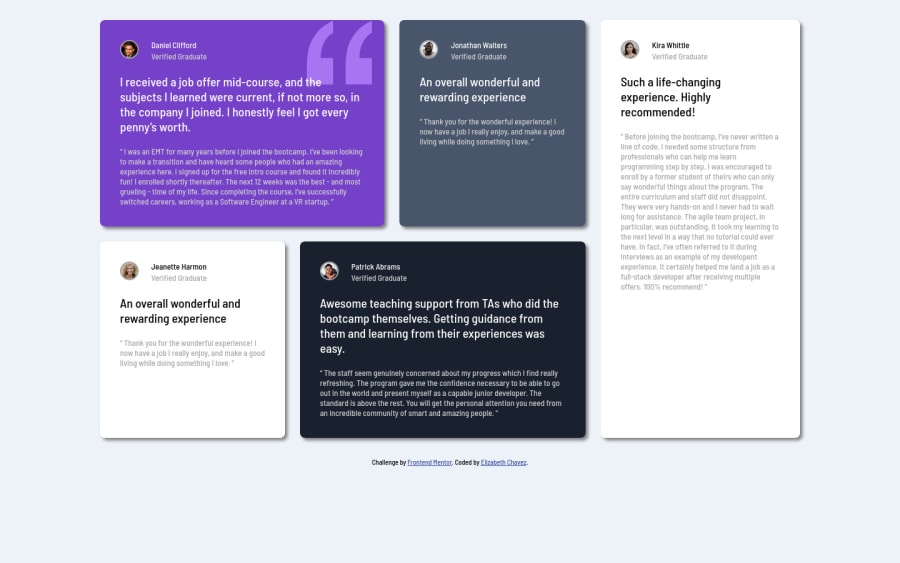 Frontend Mentor Testimonial Layout With Grid Coding Challenge Solution
