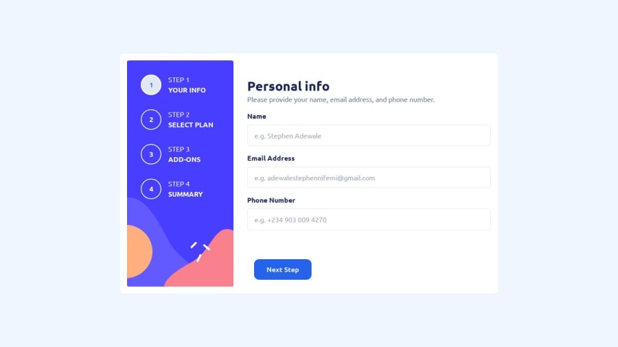 Frontend Mentor Multi Step Form Built With React And Tailwind Css