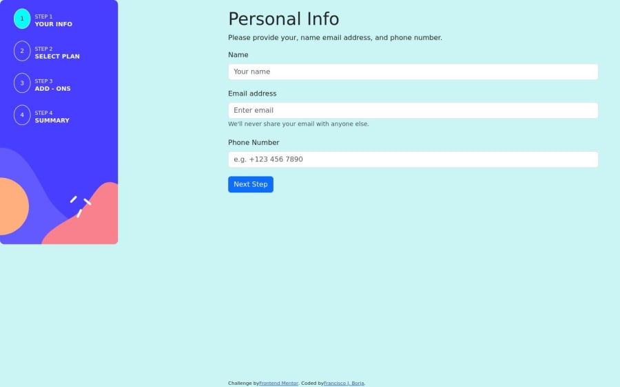 Frontend Mentor Multi Step Form With React Coding Challenge Solution