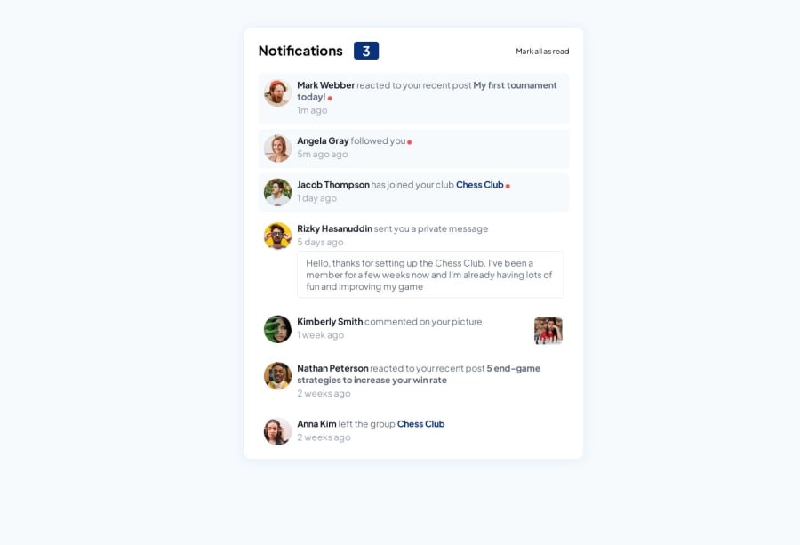 Frontend Mentor Responsive Notifications Page With Html And Css Coding Challenge Solution