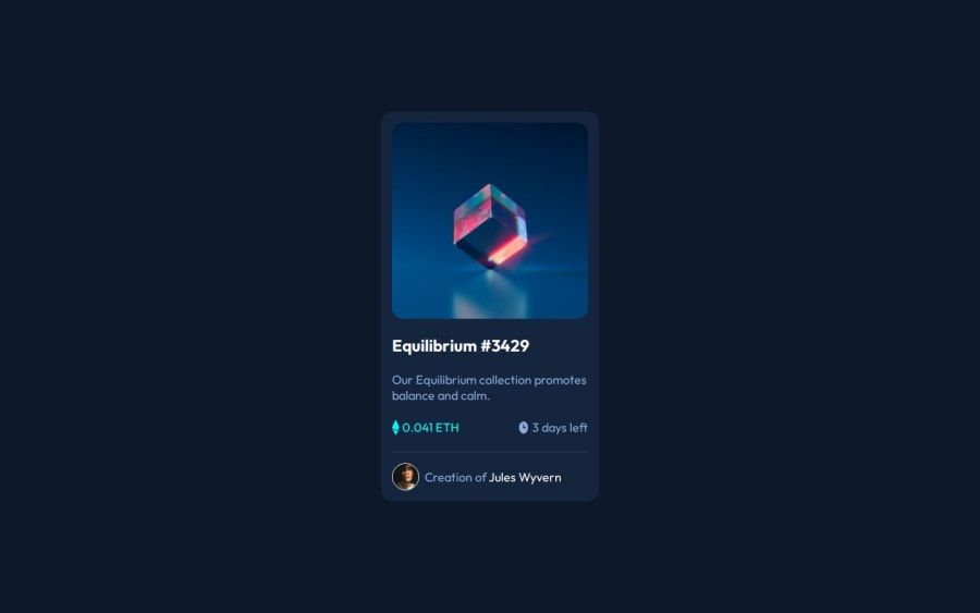 Frontend Mentor Nft Preview Card Component Coding Challenge Solution