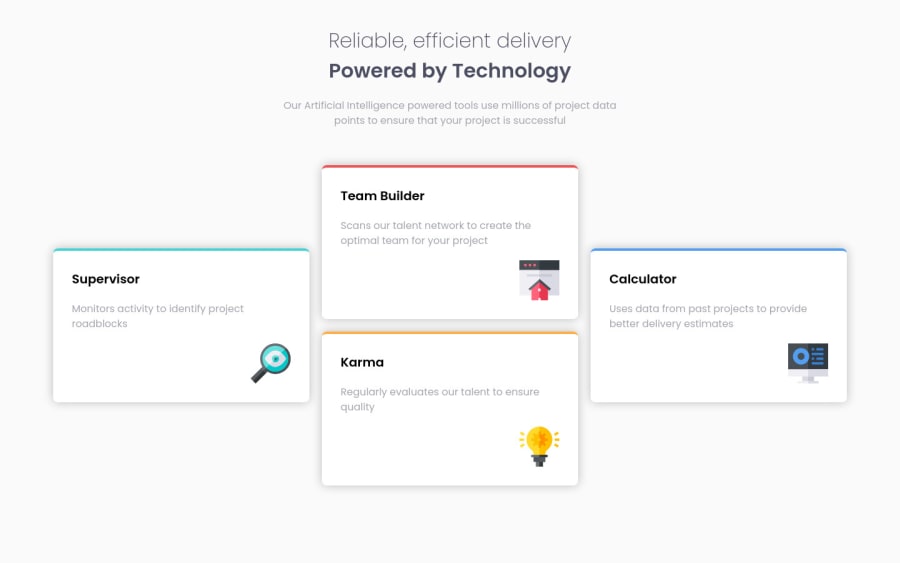 Frontend Mentor Four Cards Features Section Coding Challenge Solution
