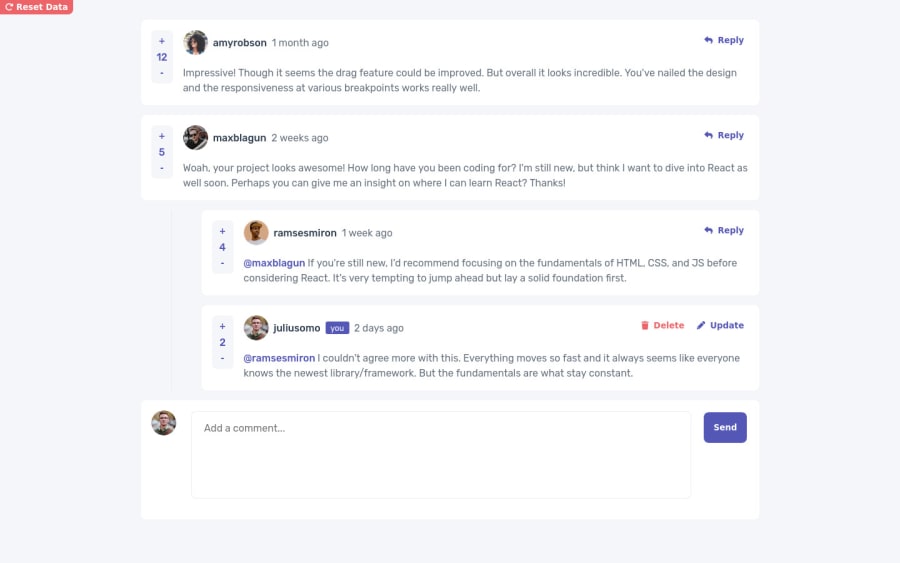 Frontend Mentor Interactive Comments Section Using Vanilla Js Coding
