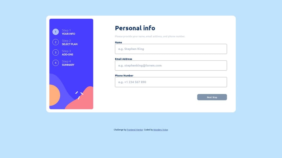 Frontend Mentor Multi Step Form With Js Css Coding Challenge Solution