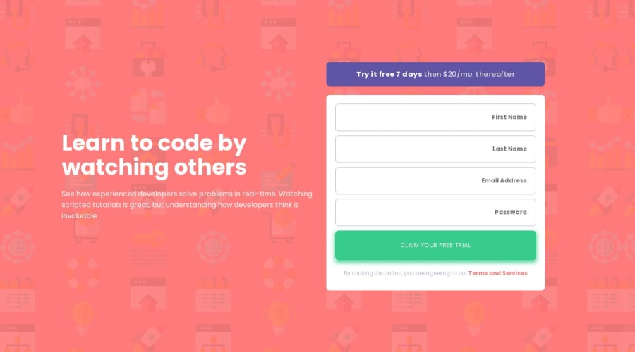 Frontend Mentor Sign Up Form Page Using Html Css And Js Coding Challenge Solution 1437