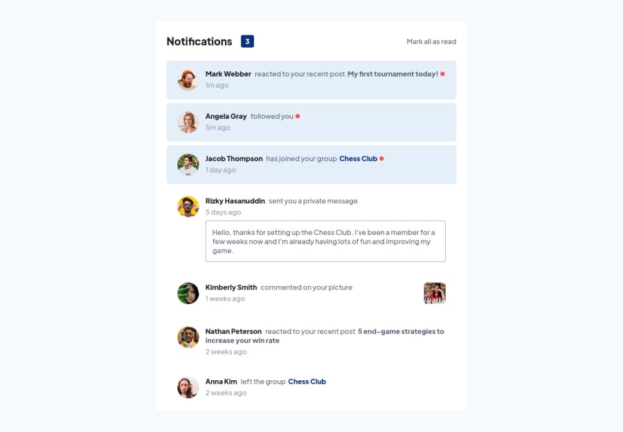 Frontend Mentor Simple Notification Homepage Coding Challenge Solution