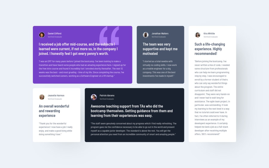 Frontend Mentor Testimonials Grid Section Using Next Js Typescript