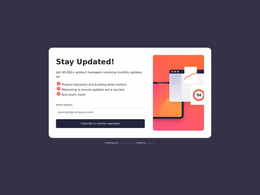 Frontend Mentor Newsletter Sign Up Form With Success Message Coding
